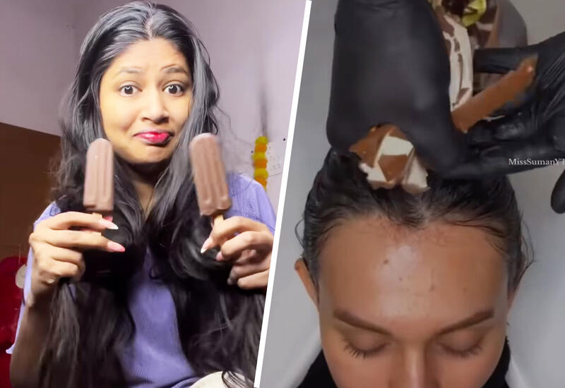 Женщина покрасила волосы шоколадным мороженым и удивила соцсети